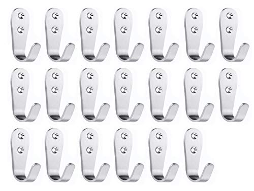 FGen 20pcs Stainless Steel Hooks Hanging Hooks Single Hooks Solid Hooks Family Hotel Bathroom Accessories Hook Hook