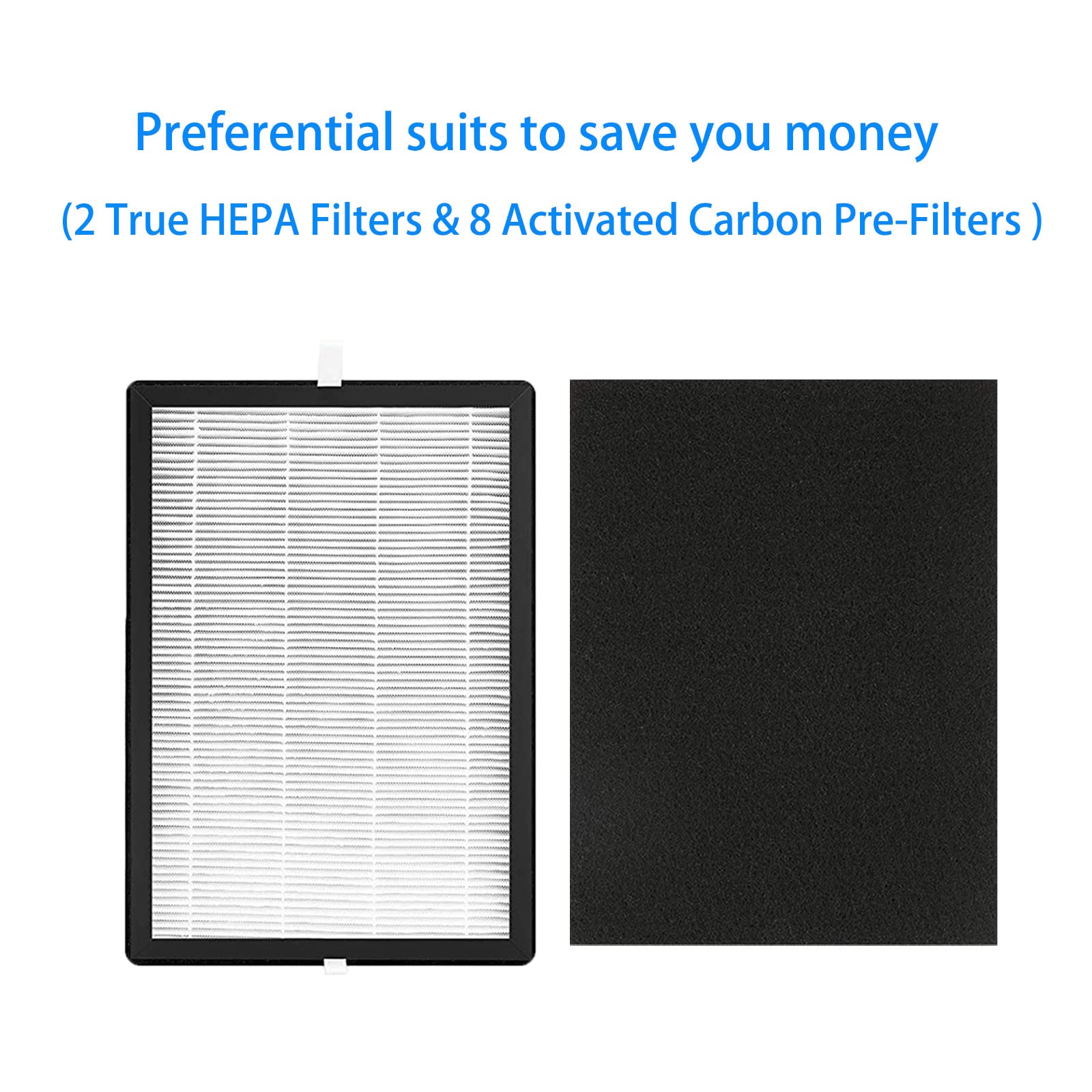 Bibolic HEPA 9000 Replacement Filter Kit Fit for VEVA ProHEPA 9000 Air Purifier, Include 2 True HEPA Replacement Filters & 8 Activated Carbon Pre-Filters