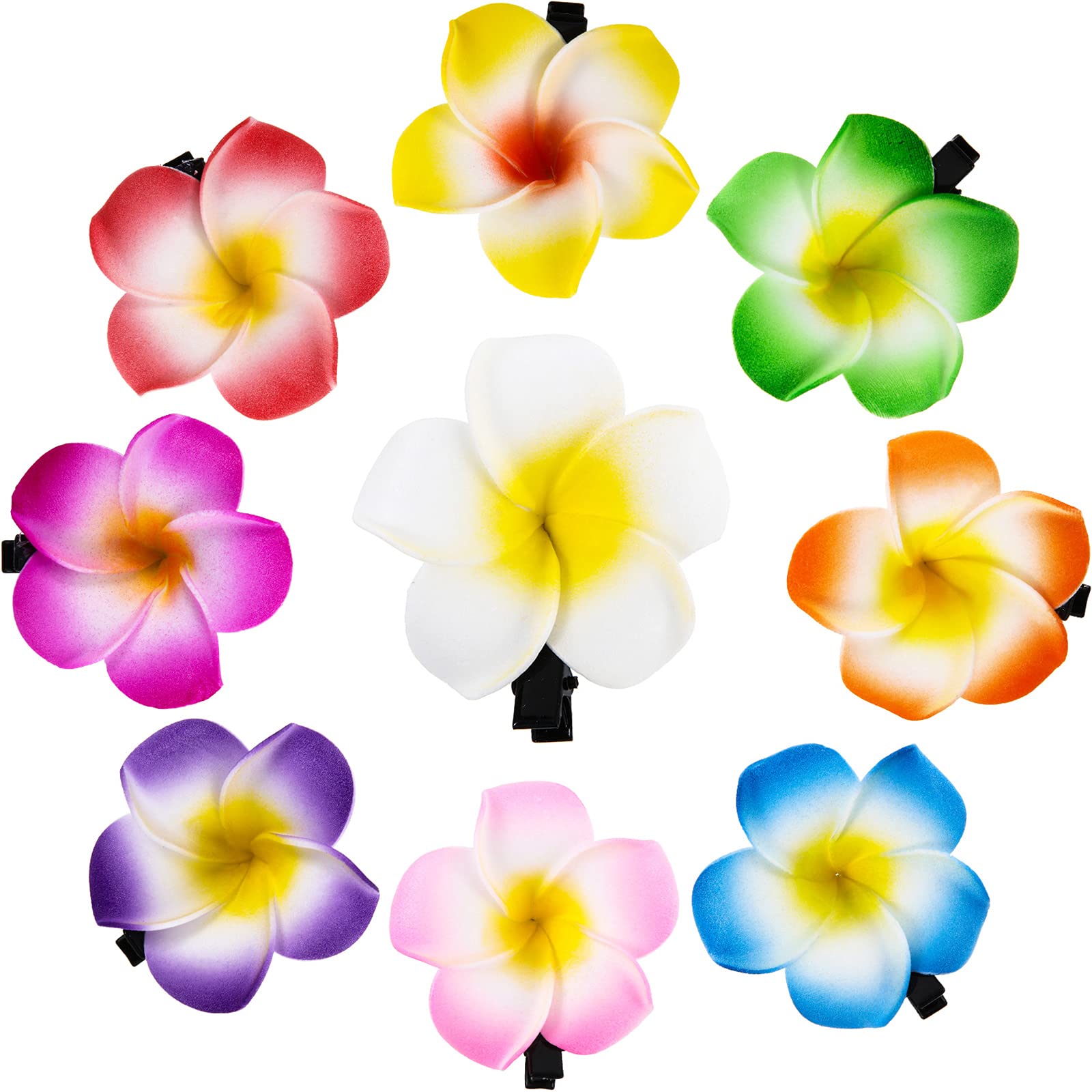 WILLBOND 36 Pieces Plumeria Flower Hair Clips Hawaiian Foam Flower Frangipani Artificial Clips for Bridal Wedding Luau Beach Tropical Vacation Party Hair Decorations(5 cm/ 1.97 inch)