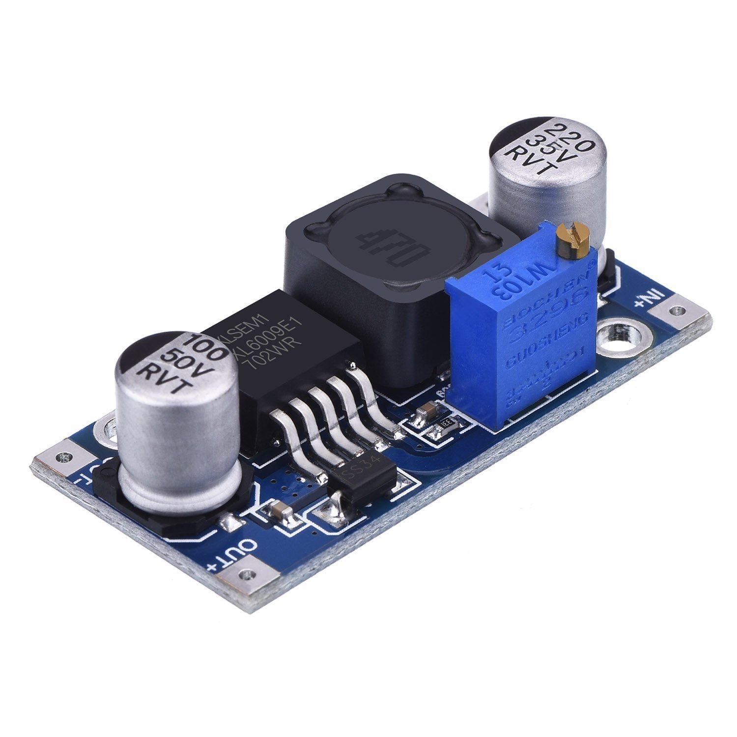 HiLetgo 5pcs XL6009 Boost Module DC-DC Adjustable Module DC3.0-30V to DC5-35V Output Voltage Power Converter Circuit Board Module 400KHz