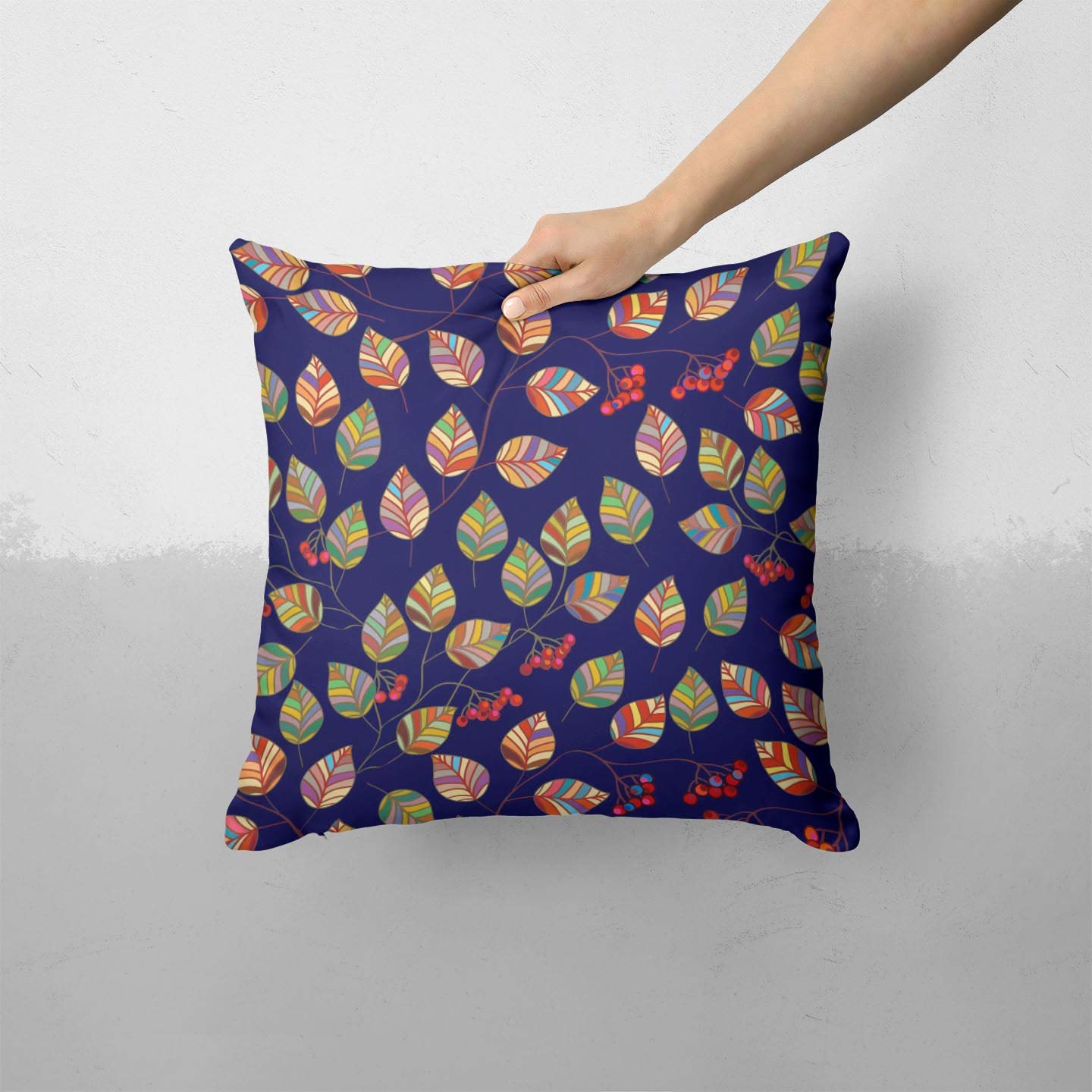 iiRov Multicolored Leaves Pattern v32 - Custom Decorative Home Decor Indoor or Outdoor Throw Pillow Cover for Sofa, Bed or Couch Cushion (Pillow CASE Cover ONLY)