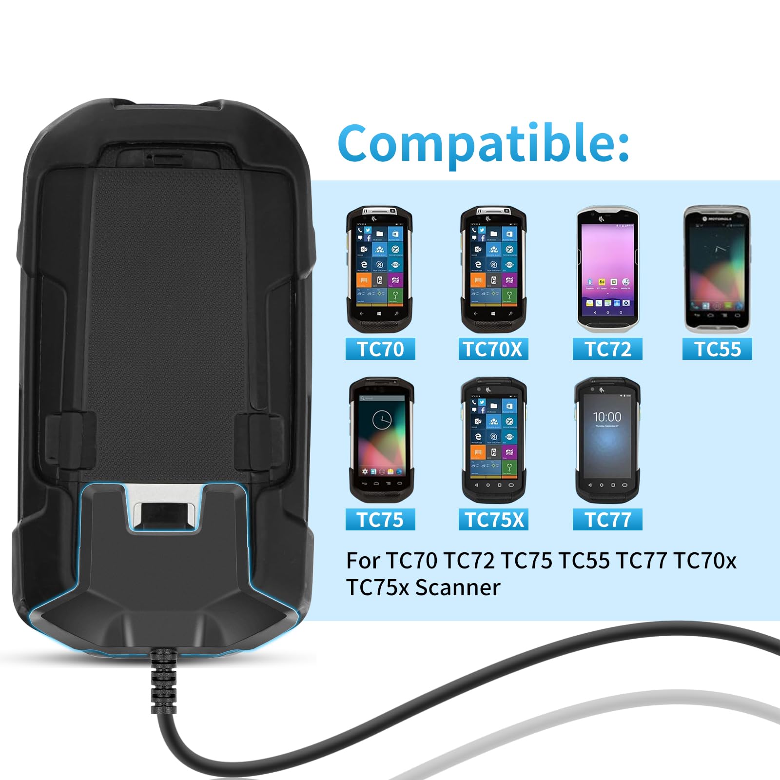 USB Charging Cable for TC77 [Upgraded] Scanner Charger for Zebra TC70 Charger TC72 TC75 TC55 TC77 TC75EK TC700H TC700K TC77HL TC720L TC70x TC75x Charger BT-000318 Battery Charger Data Transfer