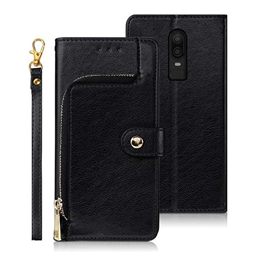 Arseaiy Case for Oppo Reno 6 Pro 5G(MediaTek) Flip Phone Case PU Leather Zipper Pocket Wallet Case Cover with Card Holder Kickstand Shell Black