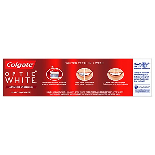 Colgate Optic White Whitening Toothpaste, Sparkling White - 5 ounce (3 Pack)