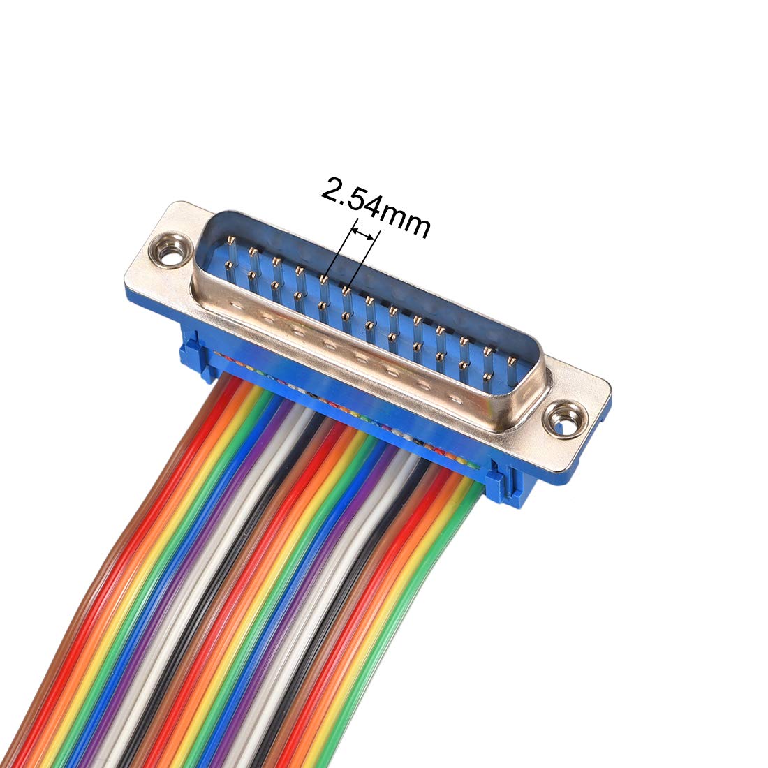 uxcell IDC Rainbow Wire Flat Ribbon Cable DB25 Male to DB25 Male Connector 2.54mm Pitch 11.8inch Length