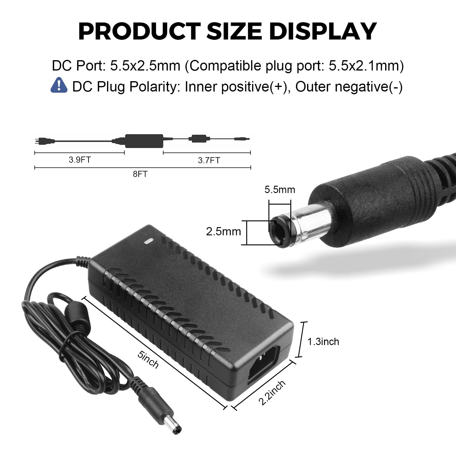 LeTaoXing 9V 5A Power Adapter Supply AC 100V~240V to DC 9 Volt 45W 5amp 9V/5A Converter Transformer with 5.5x2.5mm Plug Cord for Electrical Products