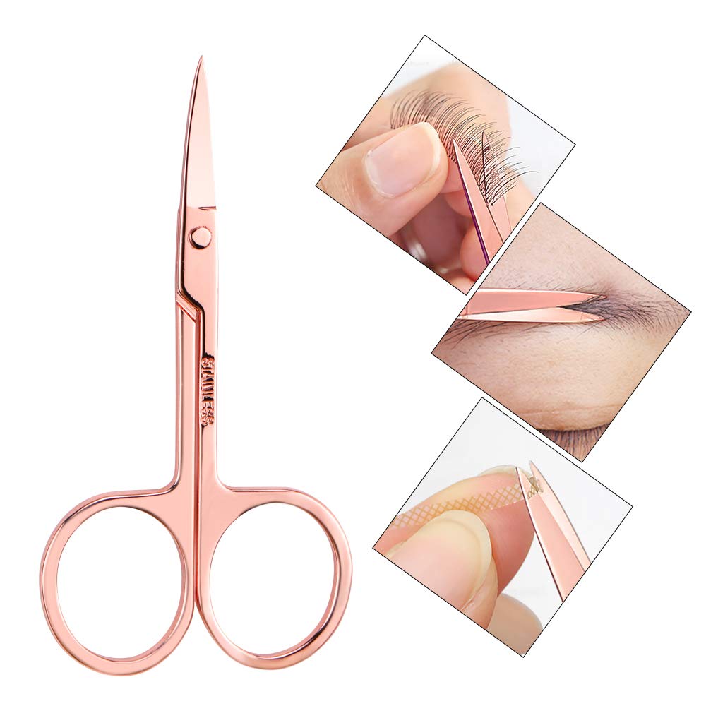 Meetory Eyelashes Accessories Tools - Eyelash Curlers, Fake Eyelashes Applicator Tool & Eyebrow/Fake Eyelashes Scissors(Rose Golden)