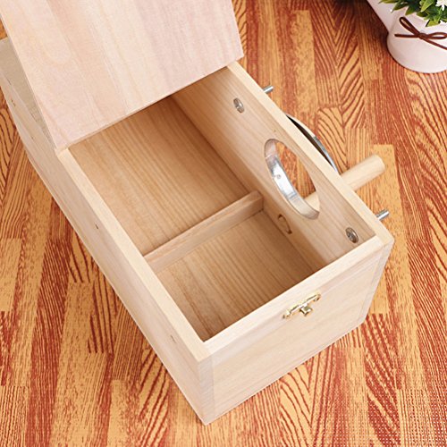 POPETPOP Wooden Bird Nesting Box, Parrot Clear View Window, Lovebirds Breeding Box, Bird Nesting Feeding Station House - Size S (Left or Right Open Window)