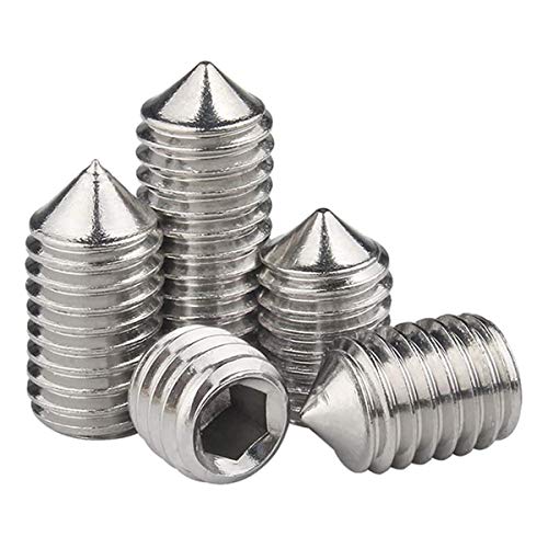 L-A 0.8mm Pitch M5x12mm 304 Stainless Steel Cone Point Hexagon Socket Grub Screws (100Pcs)