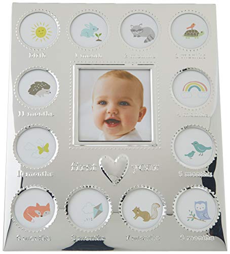 Carter's Baby's First Year Animal Theme Silver Metal Month by Month Picture Frame, 9.75" L x 11.75" H