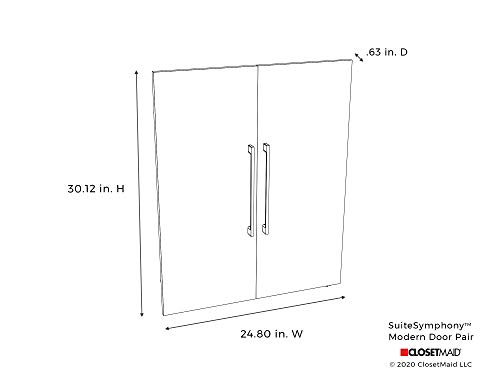 ClosetMaid SuiteSymphony Wood Closet Set, Add On Accessory, Modern Style For Storage, Clothes, Units, Pure White/Satin Nickel, 25-Inch Door Pair