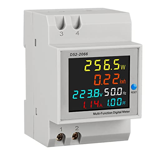 AC Digital MultiMeter, DROK AC 40-300V 100A Multi Function Din-Rail Digital Energy Monitor, Kilowatt Voltage Current Generator Meter with Inner Transformer