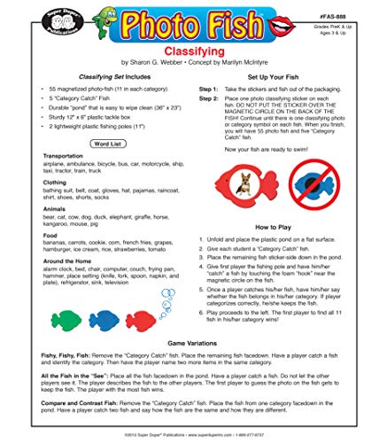 Super Duper Publications | Classifying Photo Fish- Transportation, Clothing, Animals, Food, and Around The Home Vocabulary Magnetic Game | Educational Materials for Children