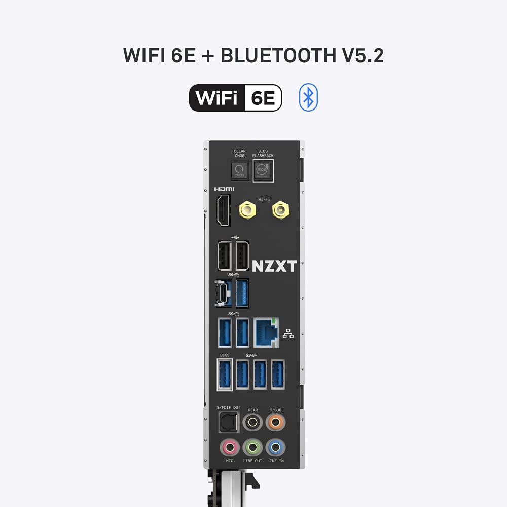 NZXT N7 B550 - N7-B55XT-W1 - AMD B550 chipset (Supports AMD Socket AM4 Ryzen CPUs) - ATX Gaming Motherboard - Integrated Rear I/O Shield - Wifi 6 connectivity - White
