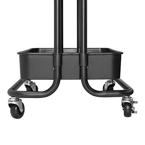 Poplarbox 3-Tier Rolling Utility Cart Metal Mesh Storage Shelves with Handles (Black)