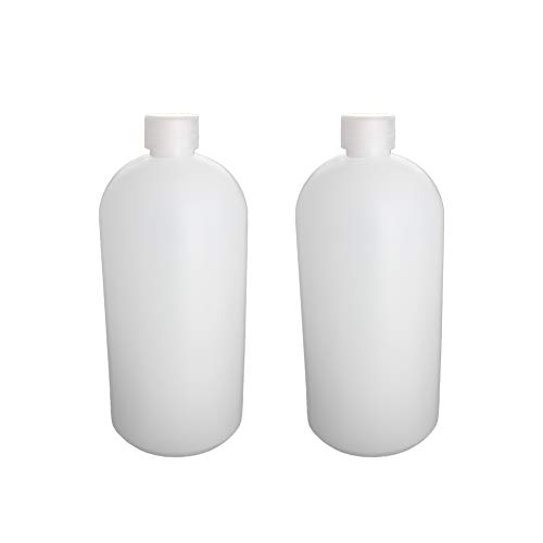 Othmro 2Pcs 1000ml Plastic Lab Cylindrical Chemical Reagent Bottle Small Mouth Laboratory Reagent Polyethylene Bottle Sample Sealing Liquid Storage Container for Food Store White Translucent