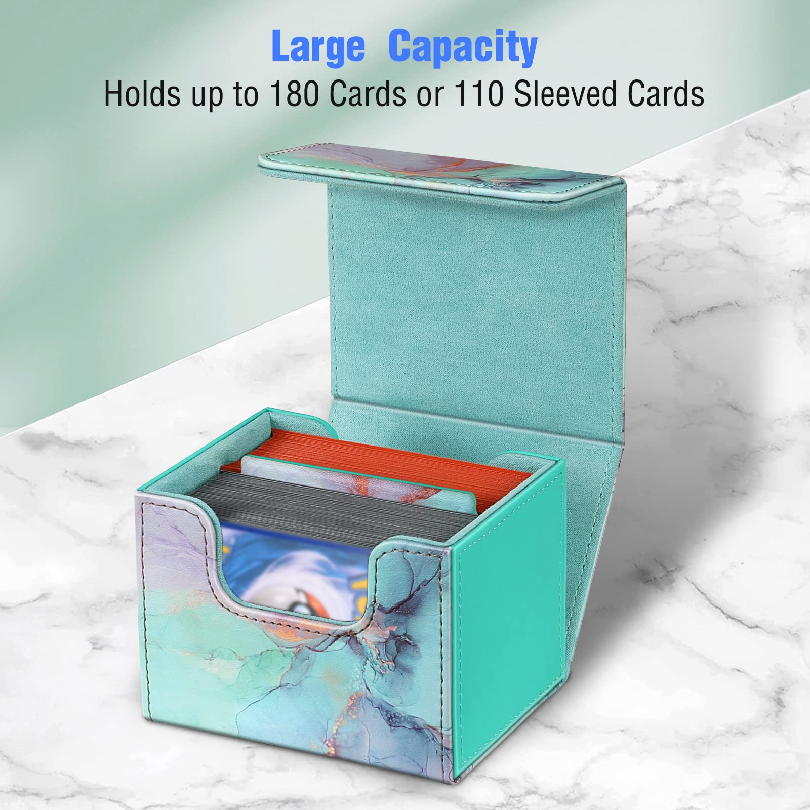 CaseBot Card Deck Box Compatible with MTG/TCG/CCG, Magnetic Game Card Case Large Size Fits Up 180+ Game Cards with PU Divider, Black