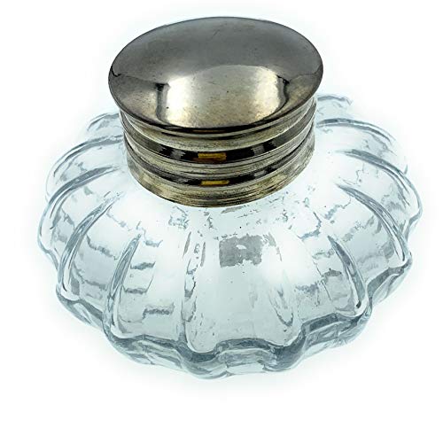 Madison Bay Company Round Swirled Clear Glass Inkwell, 3 Inch Diameter X 2.25 Inch Tall
