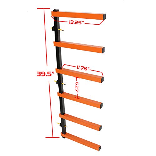 ECOTRIC 6 Levels Shelf Lumber Rack Lumber Storage Rack Lumber Organizer Wood Organizer Steel Wall Mounted Max 600 Lb (1 Pack)