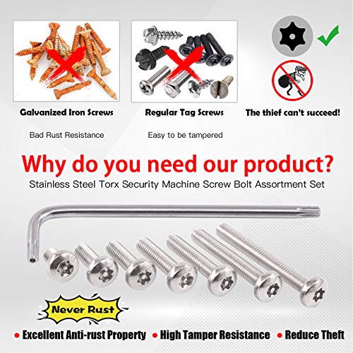 Hilitchi M6 30PCS Button Head Torx Security Screws Stainless Steel Tamper Proof Screws w T30 Bit (M6X50)