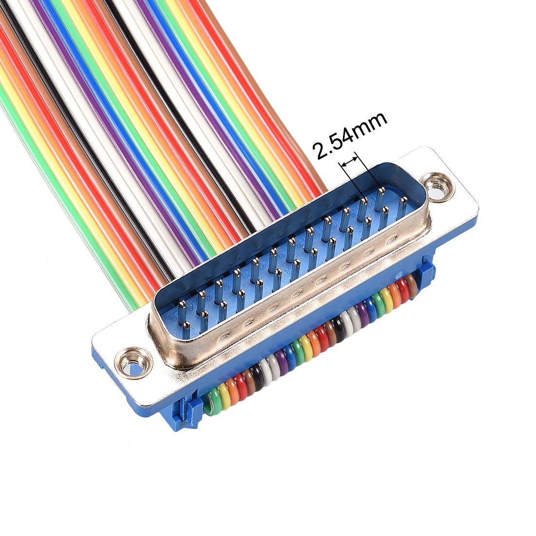 uxcell® IDC Rainbow Wire Flat Ribbon Cable DB25 Male to DB25 Male Connector 2.54mm Pitch 19.7inch Length