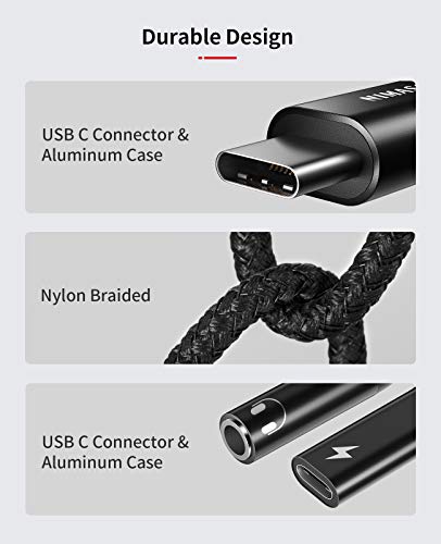 NIMASO USB Type C to 3.5mm Headphone and Charger Adapter, 2 in 1 Headphone Jack Charging Power Aux Cable Compatible with Pixel 4 3 XL, Galaxy S21 S20 S20+ Plus iPad Pro Air 4 Mini 6
