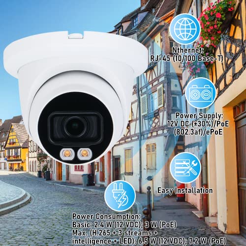 EmpireTech 4MP 1/1.8" CMOS Full Color Starlight IVS WDR AI IP Camera with 2 LEDs Fixed Lens,SMD 3.0, Face Detection,AcuPick, Video MetaData, Built-in Mic, Outdoor IP67,IPC-T549M-ALED-S3 2.8MM