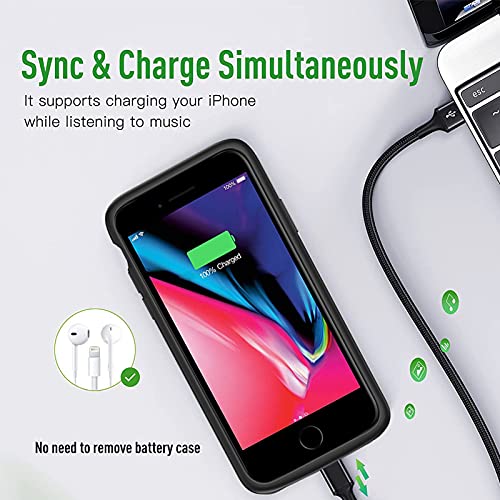 Battery Case for iPhone SE 3/6/6s/7/8/SE 2020, [6500mAh] Rechargeable Smart Extended Charging Case Compatible with iPhone SE 3/6/6s/7/8/SE 2020 (4.7 inch) Backup Power Battery Pack Charger Case-Black