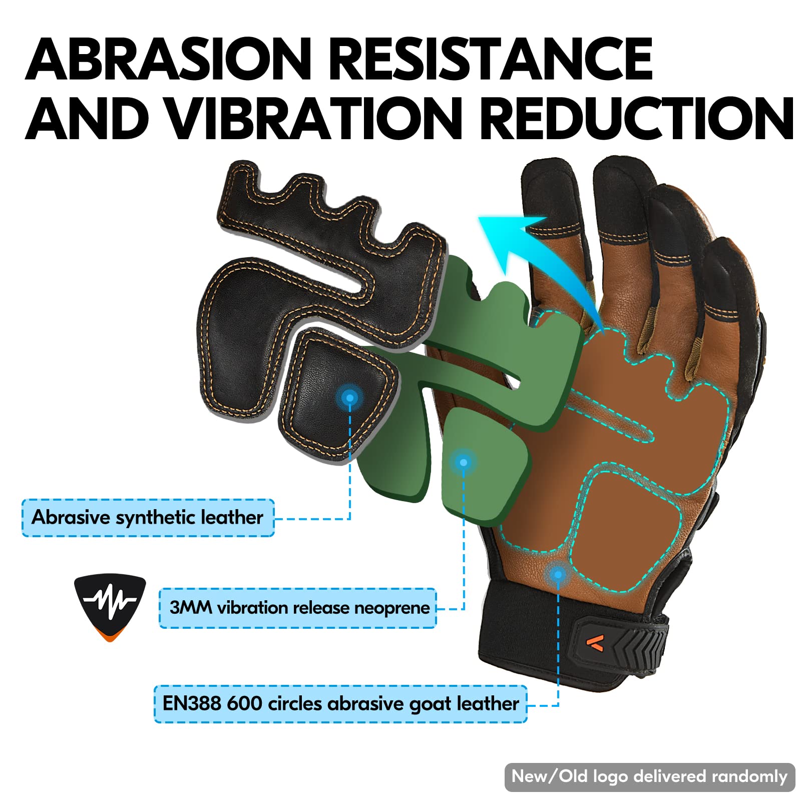 Vgo... 1-Pair -4℉ or above Winter Waterproof High Dexterity Heavy Duty Mechanic Glove, Rigger Glove, Anti-vibration, Anti-abrasion, Touchscreen (Size L, Brown, GA8954FW)