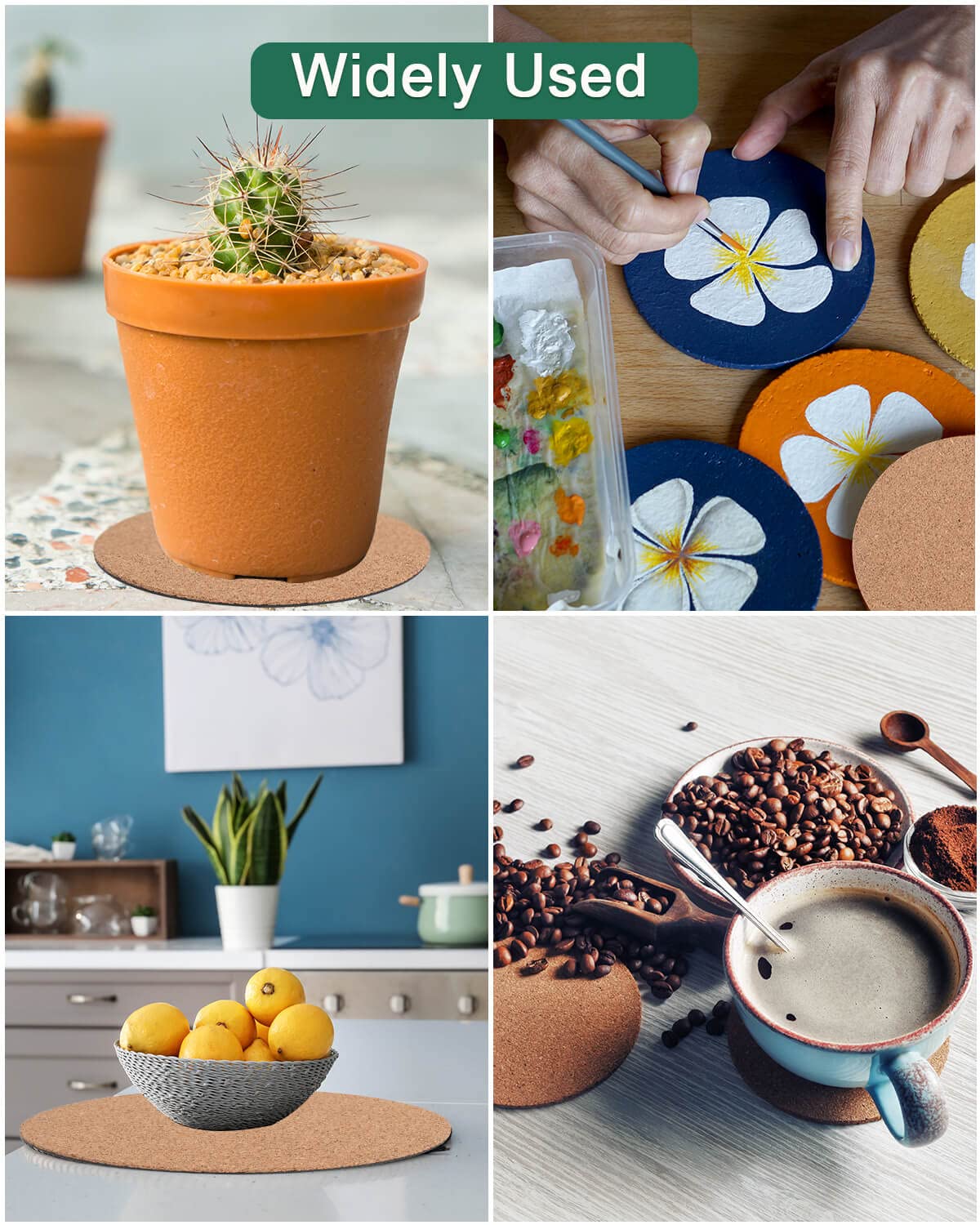 6 Piece Cork Plant Mats - Round Cork Coasters 6 inch, Absorbent Plant Cork Mat Saucer for Pots, DIY Cork Pads