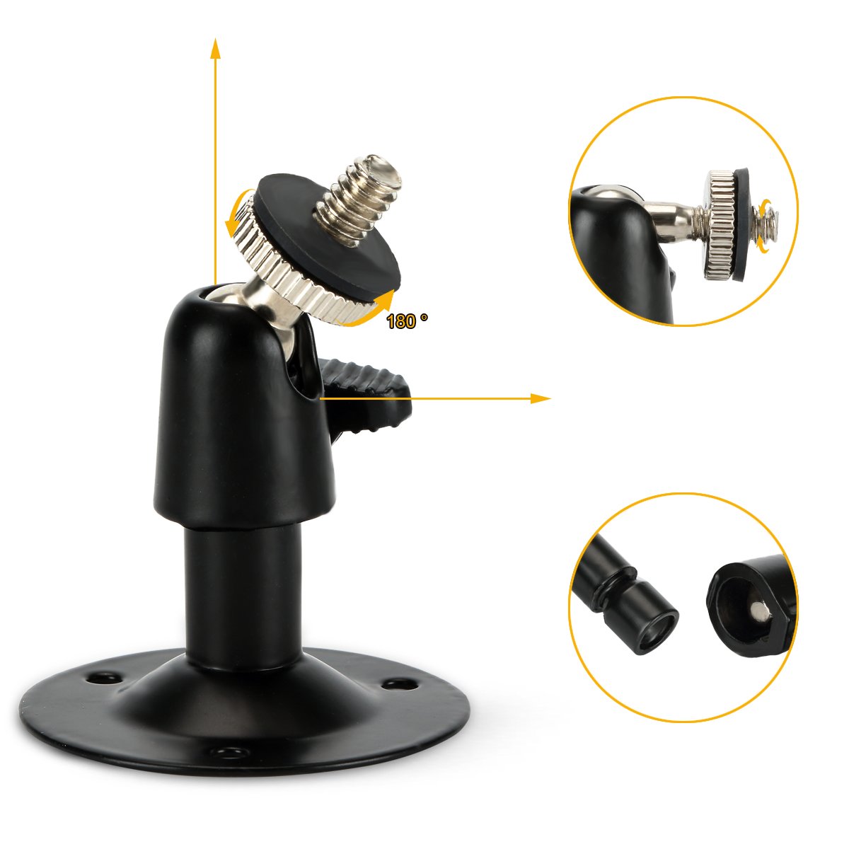 Security Wall Mount for Oculus Sensor Arlo, Arlo Pro,R Stick Up Cam Wired/Battery,SERMICLE Metal Security Camera Bracket Outdoor Indoor 360° Rotation 1/4" Screw Camera (3 Pack,Black)