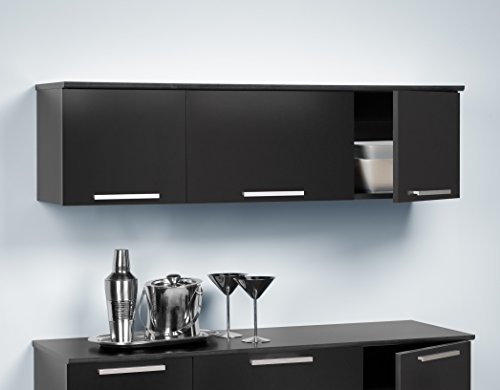 Black Coal Harbor Wall Mounted Hutch, 12.5"D x 47.25"W x 13"H, Black