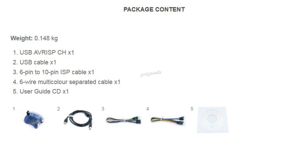 XYGStudy USB AVRISP CH AVR ISP Programmer Compatible with at AVRISP from ATMEL Supports AVR Studio 4/5/6/7 ISP_6PIN Interface
