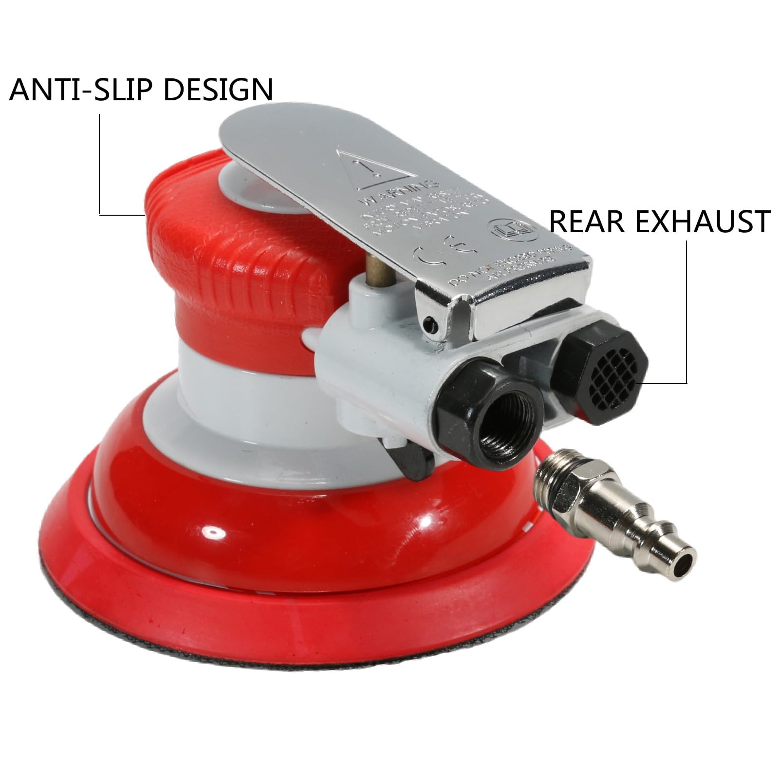 Air Random Orbital Sander, 5inch Dual-Action Sander with PSA and Hook & Loop Backing Pads, Pneumatic Palm Sander for Auto body,Metal,Woodworking