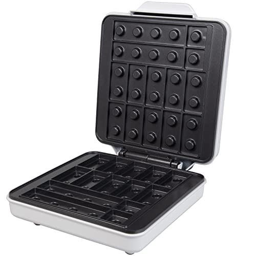 Building Brick Electric Waffle Maker- Cook Fun, Buildable Waffles, Pancakes in Minutes - Build Houses, Cars & More Out of Stackable Waffles- Bite Sized Easy to Hold, Nonstick Iron, Kids Breakfast Gift