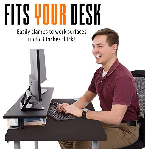 Stand Steady 48" Clamp-on Desk Shelf - Extra Large Surface Supports 3 Monitors - Sturdy 4 ft Monitor Stand Riser Easily Attaches with Clamp - No Screws Needed! (Large - 48 Inch)