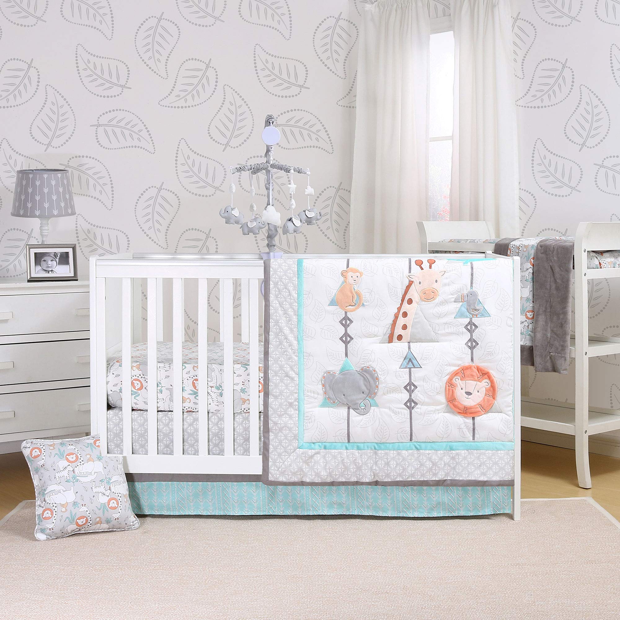 Safari Adventure 3 Piece Jungle Animal Theme Baby Crib Bedding Set