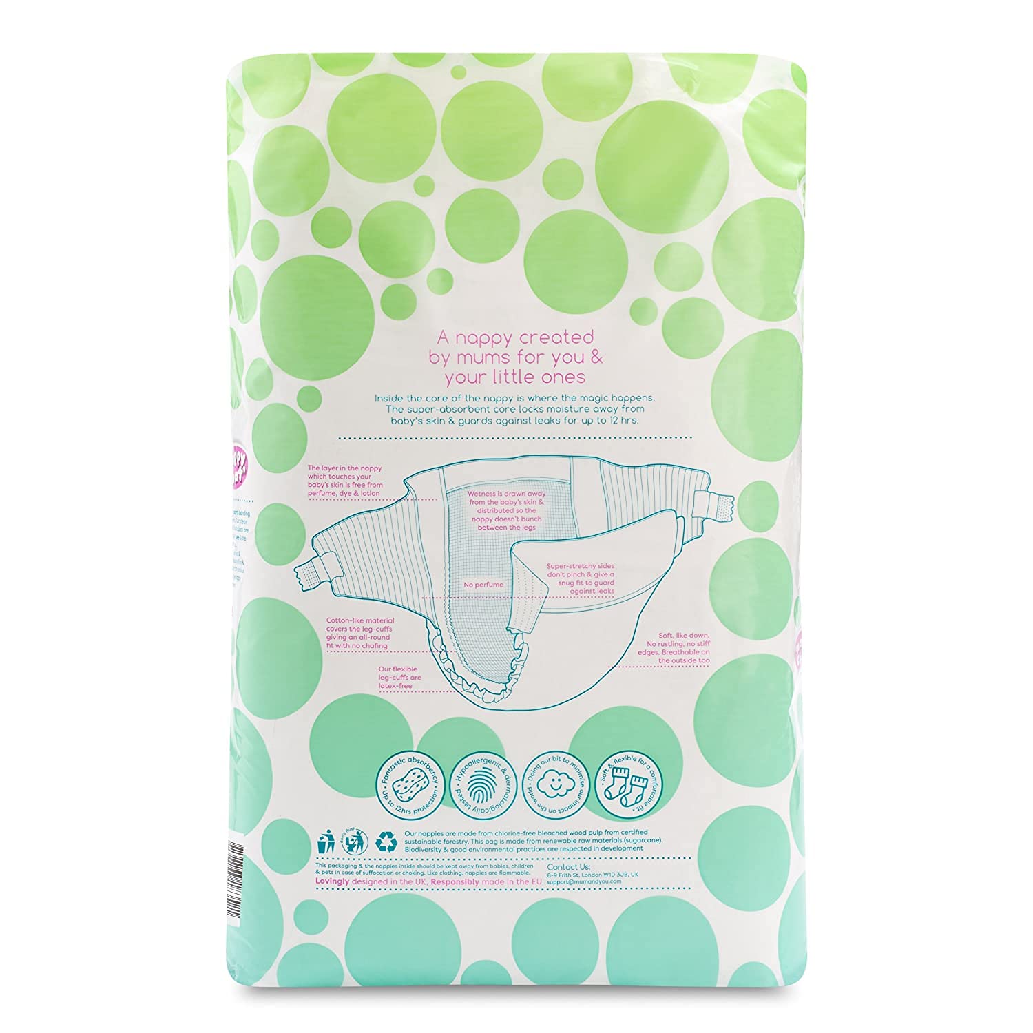 Mum & You Nappychat Diapers, Size 4 (Pack of 2), Unisex-Babies, Soft and Flexible, Hypoallergenic, Dermatologically Tested, Eco-Friendly, Chlorine-Free, 100% Renewable Energy