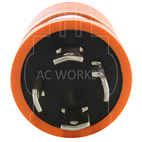 AC WORKS 30Amp 4 Prong 125/250Volt L14-30P Locking Plug to L14-20R 20Amp 4 Prong 125/250Volt Locking Female Generator Adapter (Compact)