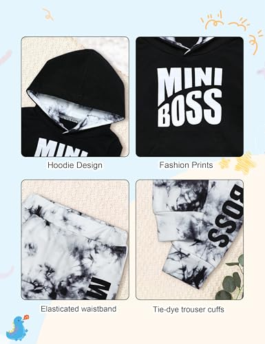Von kilizo Toddler Boy Clothes 2T-3T Boys Fall/Winter Clothes Fashions Outfits MINI BOSS Hoodie Sweatshirt + Tie Dye Pant 2Pcs Set