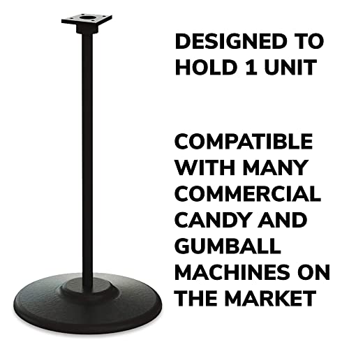 Single Black Metal Stand with Square Base for Candy Gumball Bulk Vending Machines