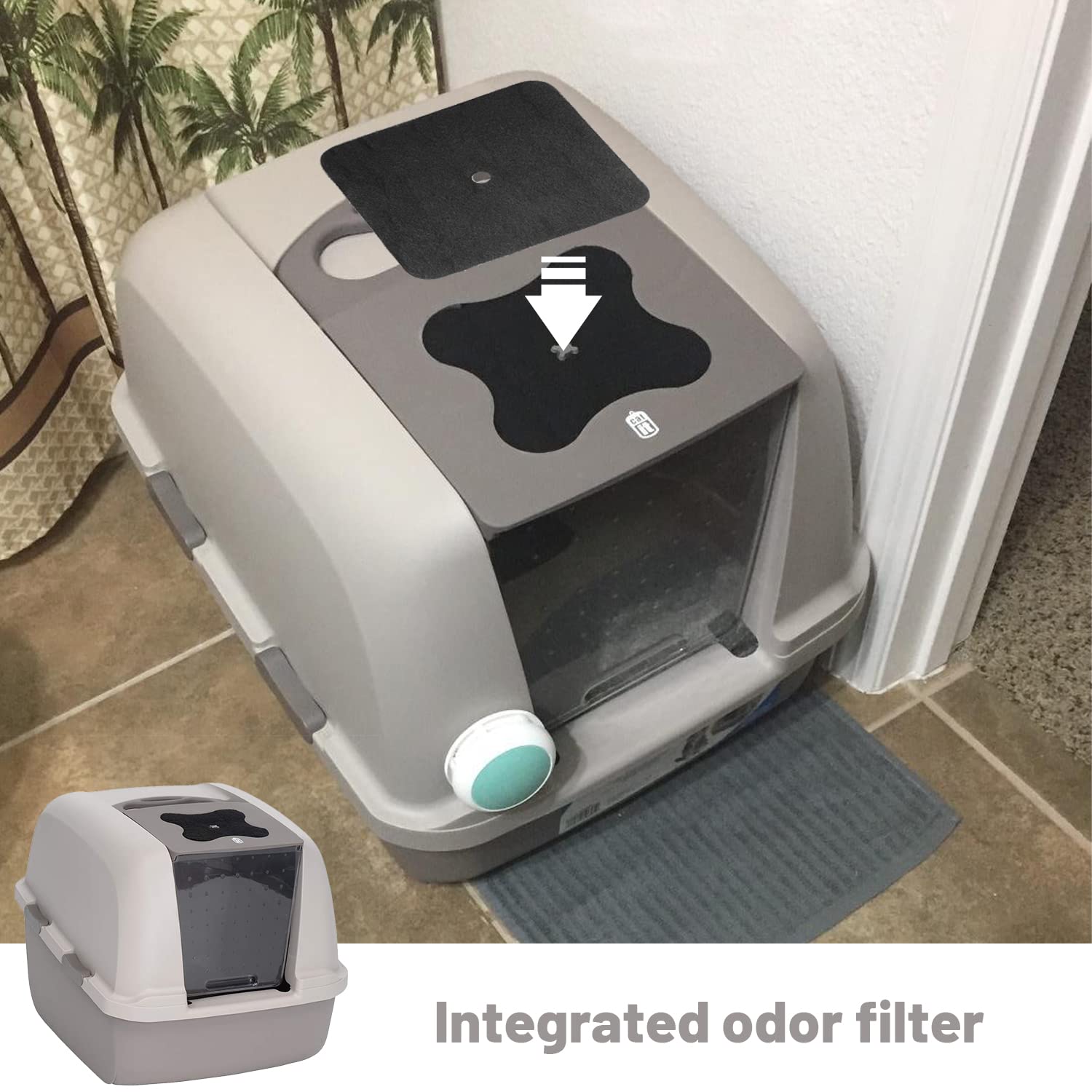 Cat Litter Box Replacement Filters Compatible with Catit Hooded Litter Box β Pre-Cut Activated Charcoal Carbon Air Purifier