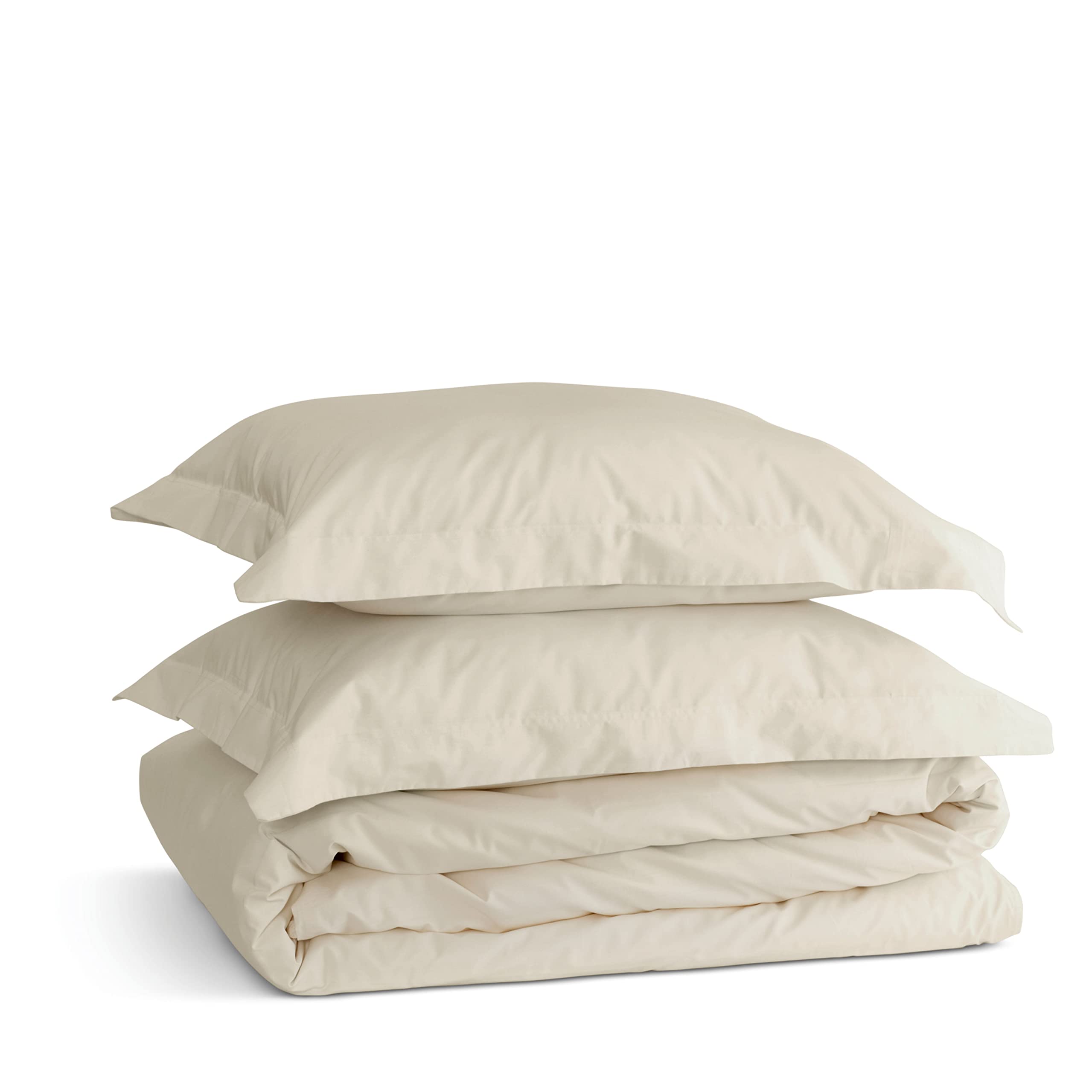 Linen Home 100% Cotton Duvet Cover Set, King/Cal King, Crisp and Cool Soft and Breathable Duvet Cover with Button Closure, Bed Linen All-Season Luxury, 3 Pieces-1 Duvet Cover & 2 Pillow sham, Ivory