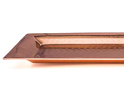 Colleta Home Hammered Tray β Set of 2, Serving Platter 16x8 Inch, Rectangular Serving Dish 12x6 Inch, Pure Copper, Stackable - Nesting Trays (2 Pack Copper Rectangle)