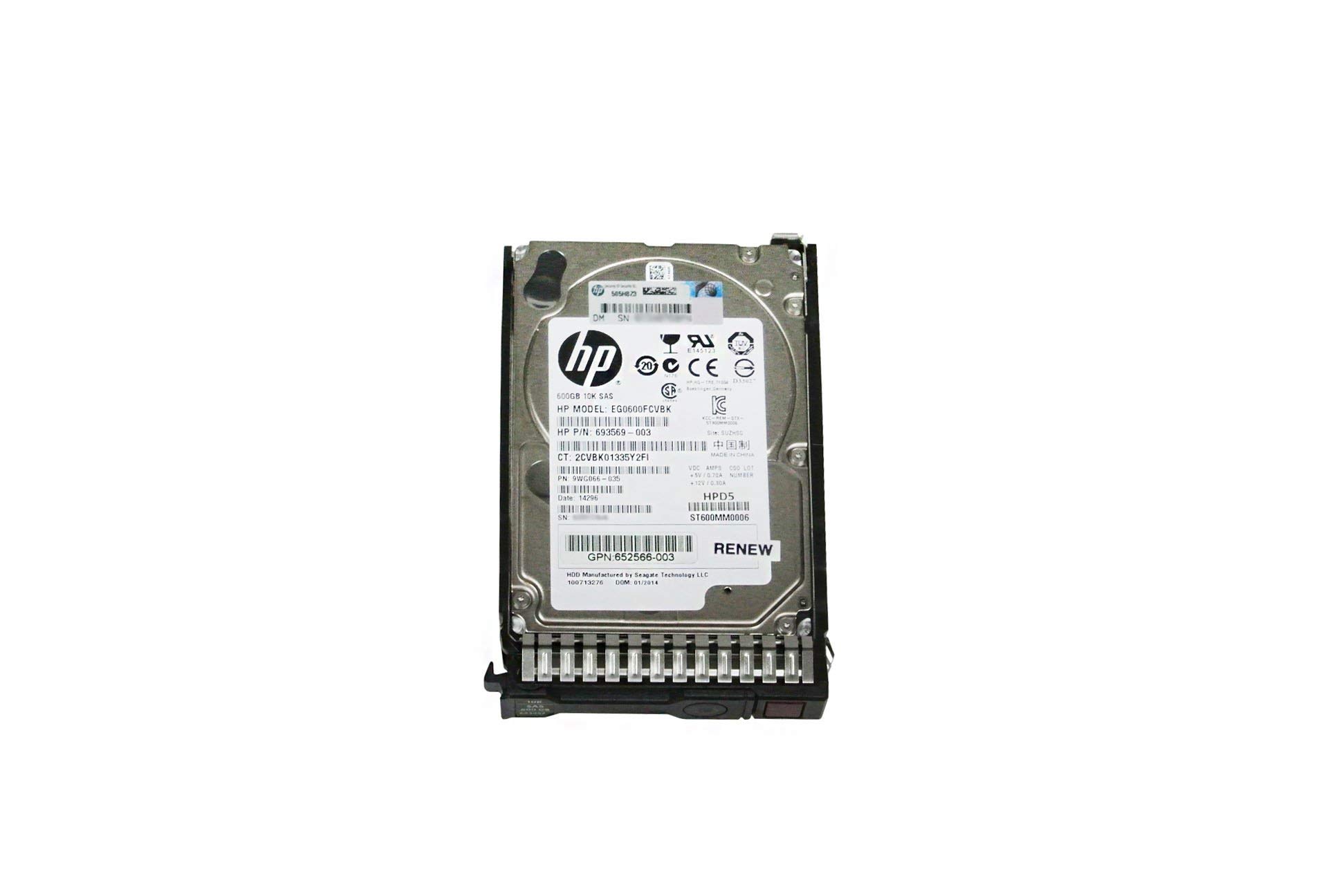 HP 653957-001 600 GB 2.5" SFF HDD - 652583-B21, 713964-001 (Renewed)