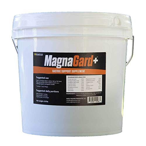MagnaGard Plus- Gastric Support Supplement for Horses with Omega 3s | Relieves Ulcers, Calming Supplement, Magnesium & Other Vital Minerals | Powder, 20lb Bucket, 5-Month Supply | by Eagle Equine