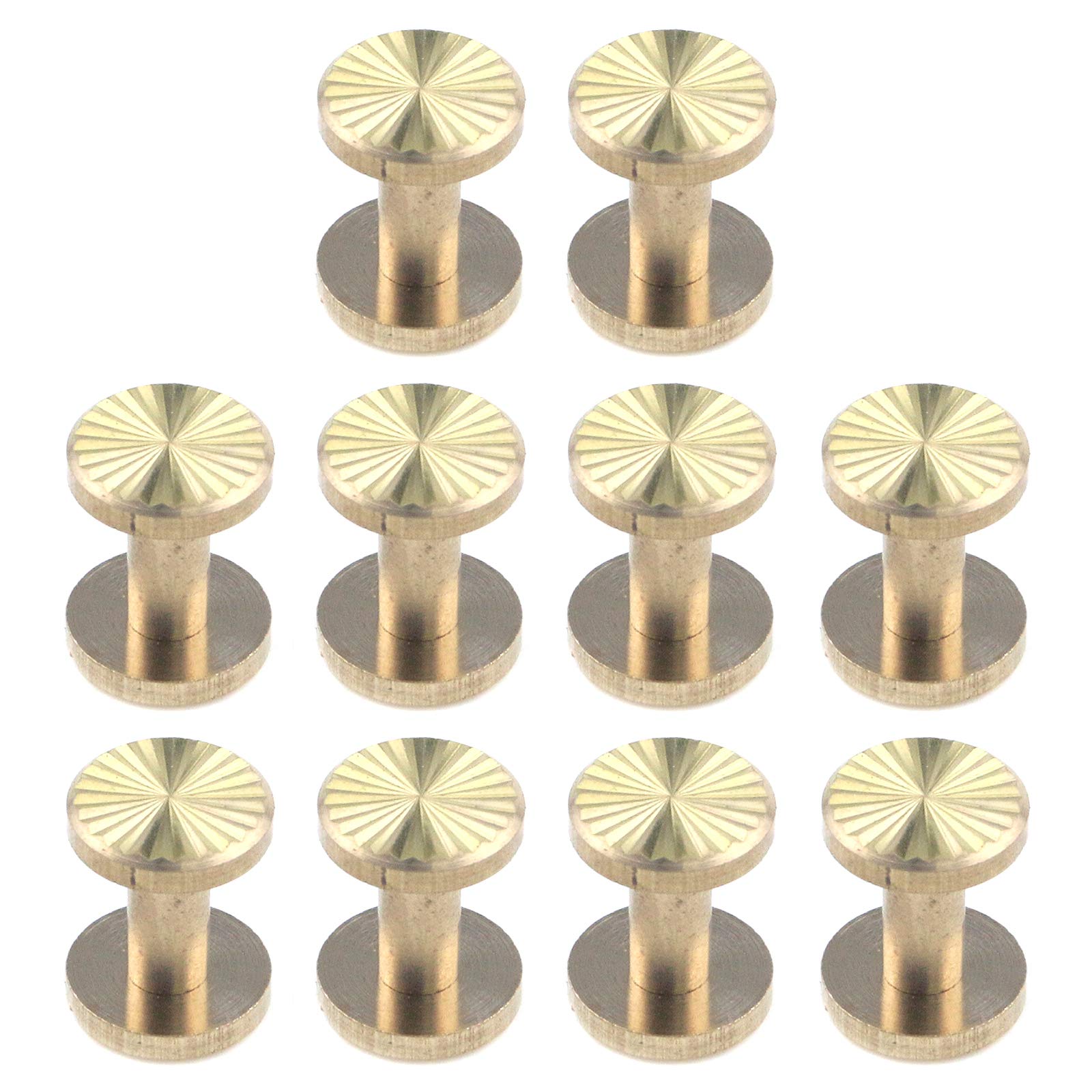 T Tulead 10PCS Brass Chicago Screws Decorative Bookbinding Stud Screws Rivet Stud Post Fastener 10x4x9mm