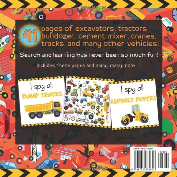 I Spy Construction Vehicles for Kids 3-5: Ultimate Roadwork Site | Paperback Include: Excavator, Digger, Dozer, Dumper, Fire Trucks | Good Books for ... | Mighty Construction Site in Goodnight