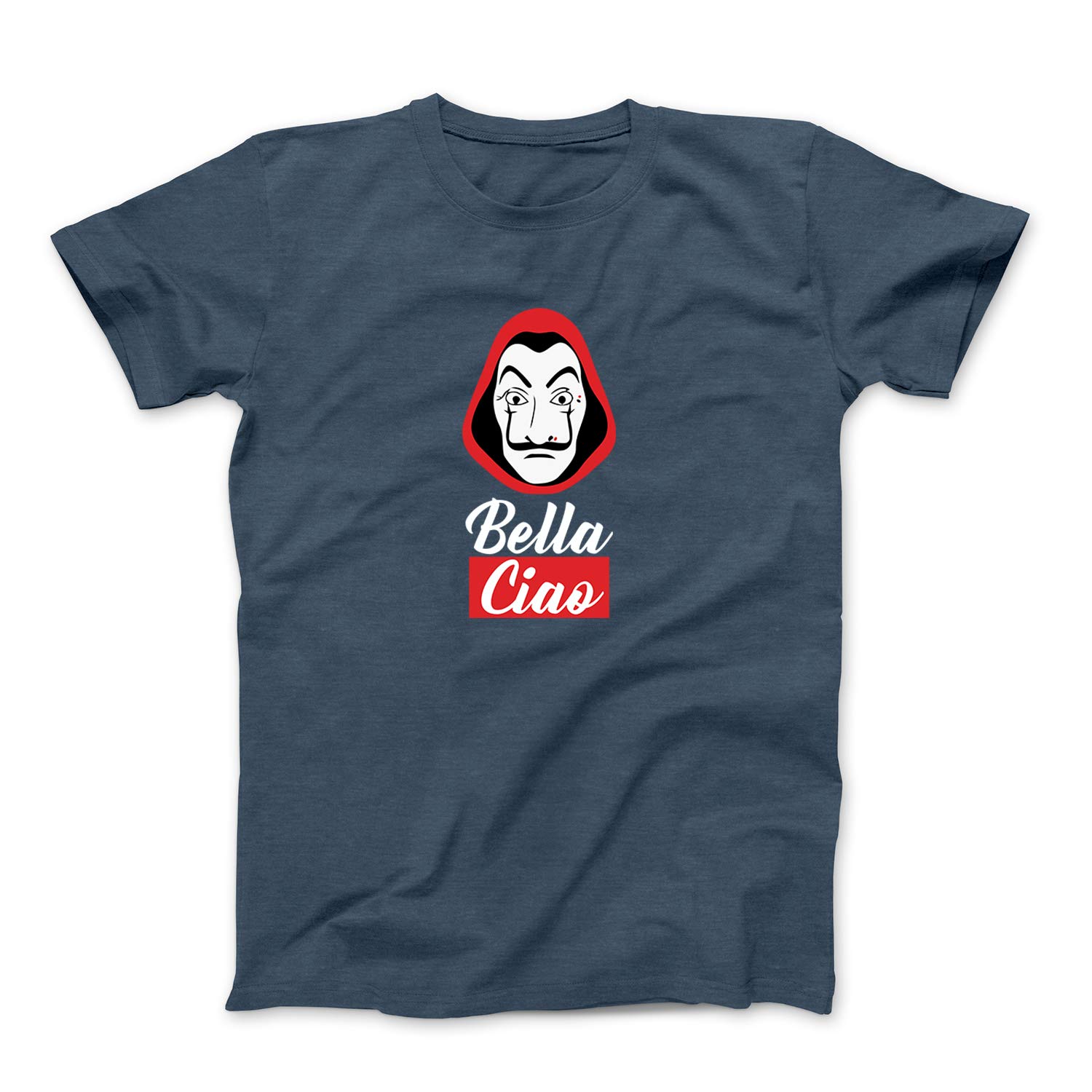 BannerBuzz, Bella Ciao Crew Neck T-Shirt Short Sleeve, Cotton Fabric, Unisex, Digitally Printed, Fabric Warranty for up to 25 Washes (XX-Large, Blue)