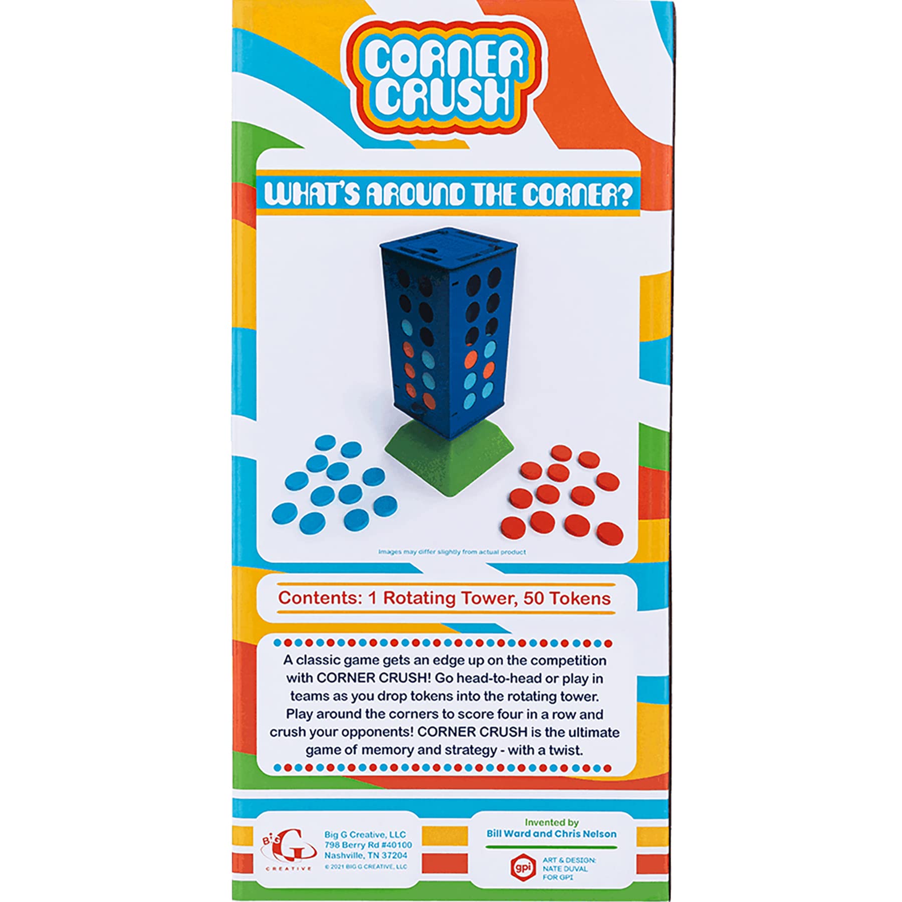 Big G Creative: Corner Crush - Classic 4-in-a-Row Game, 2 or 4 Players, Ages 7+, 15 Minute Gameplay, Multi